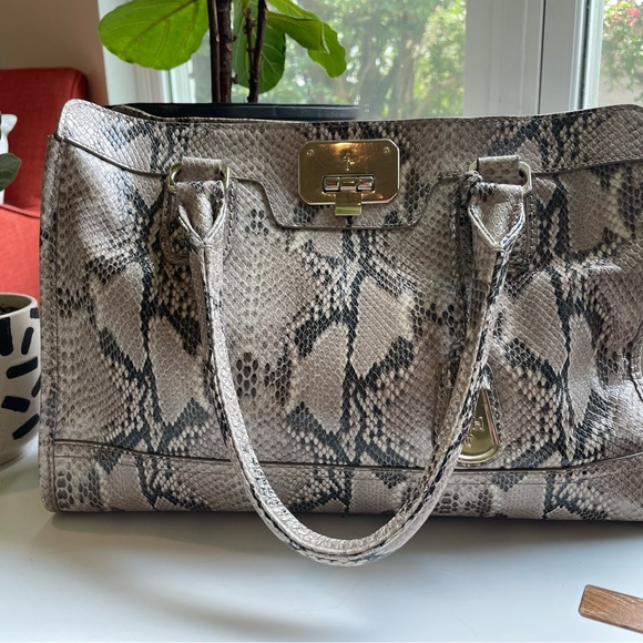 Cole Haan | Bags | Cole Haan Snake Embossed Leather Toteshoulder Bag ...